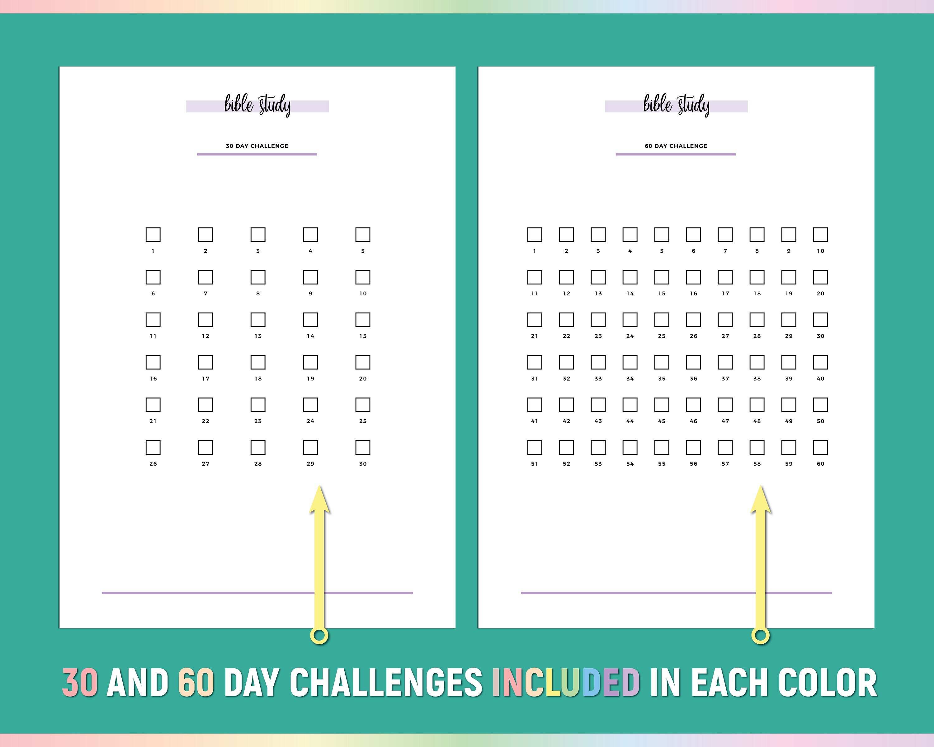 30 Day Bible Study Challenge Tracker, 60 Day Scripture Study Log, A5 ...