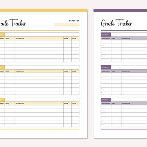 Printable Grade Tracker, Homeschool Gradebook, Student Grading Sheet ...