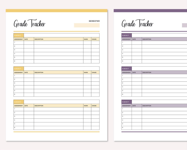 Printable Grade Tracker Homeschool Gradebook Student Grading - Etsy