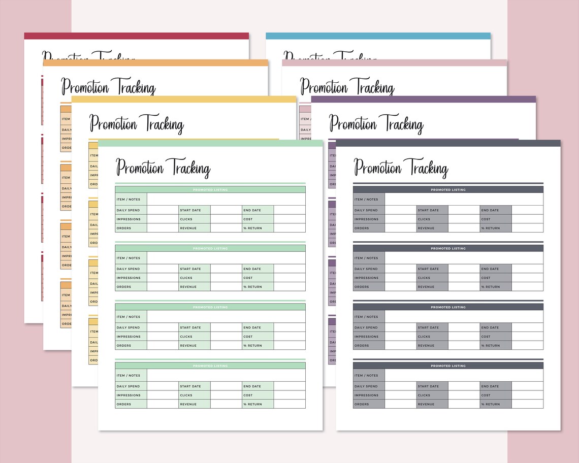Printable Promoted Listing Sheet, Online Seller Promotion Tracker, Ad ...