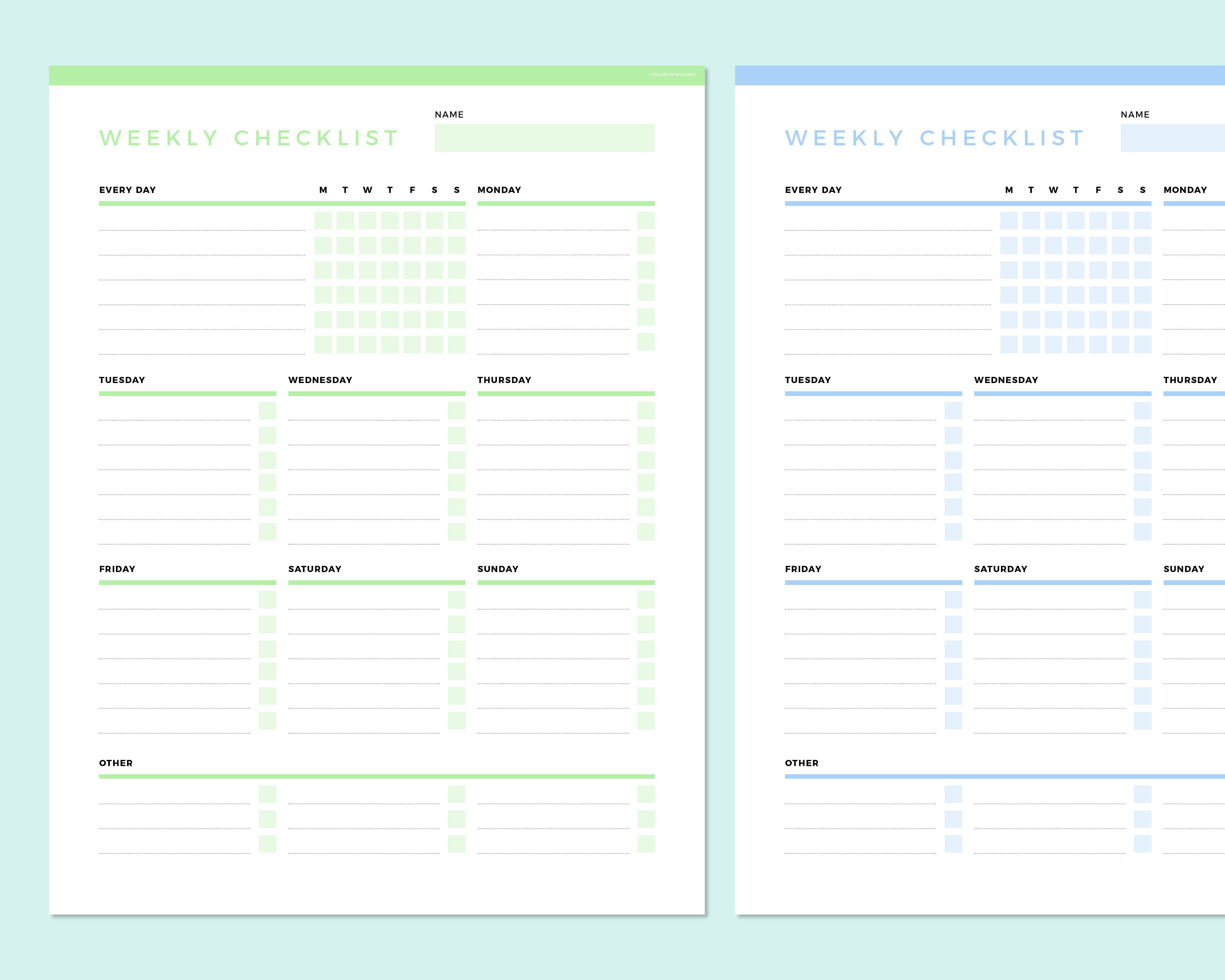 Editable Weekly Checklist Printable Fillable to Do List - Etsy