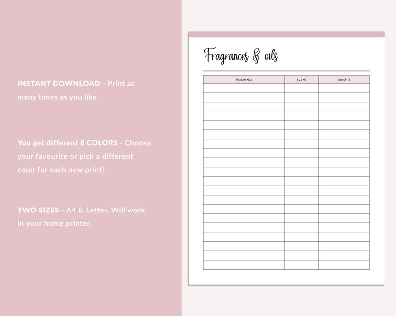 Printable Fragrance and Oil Tracking Sheet DIY Candle Maker | Etsy