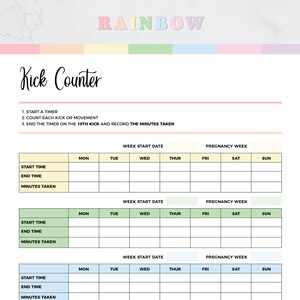 Baby Kick Counter PDF, Fetal Kick Count Log, Baby Movement Tracker ...