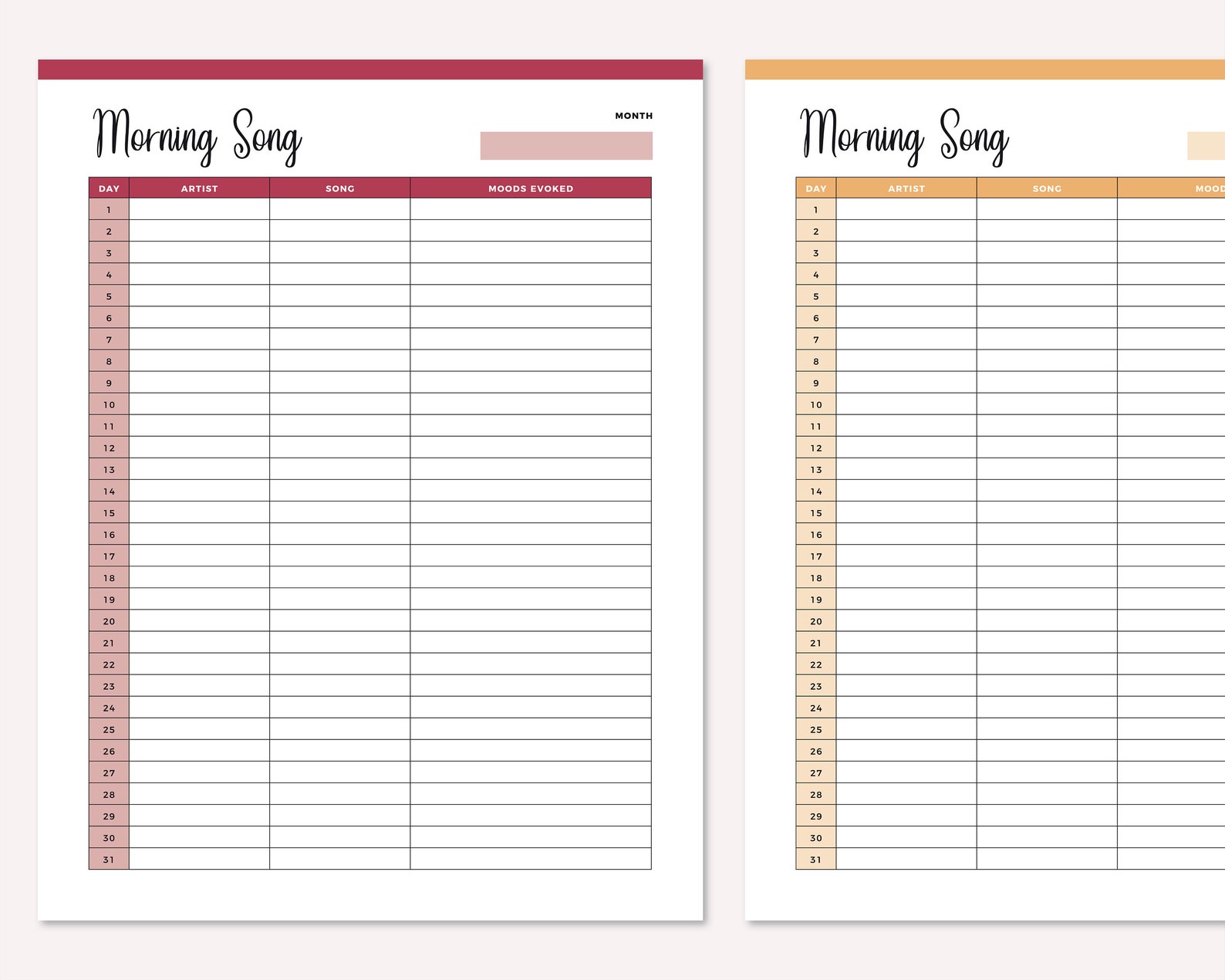 Printable Morning Song Log Morning Music Playlist Positive | Etsy