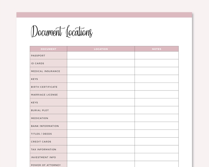 Printable Important Document Organizer Home Binder Document - Etsy