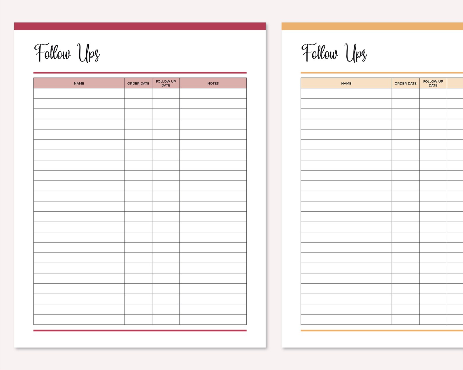 Printable Follow up Sheet, Business Follow Ups, Small Business Customer ...