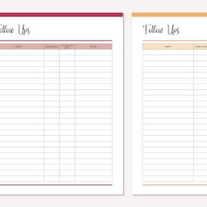 Printable Follow up Sheet, Business Follow Ups, Small Business Customer ...