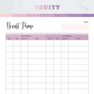 Printable Breast Pump Record, Breastfeeding Log, Breast Pumping Tracker ...