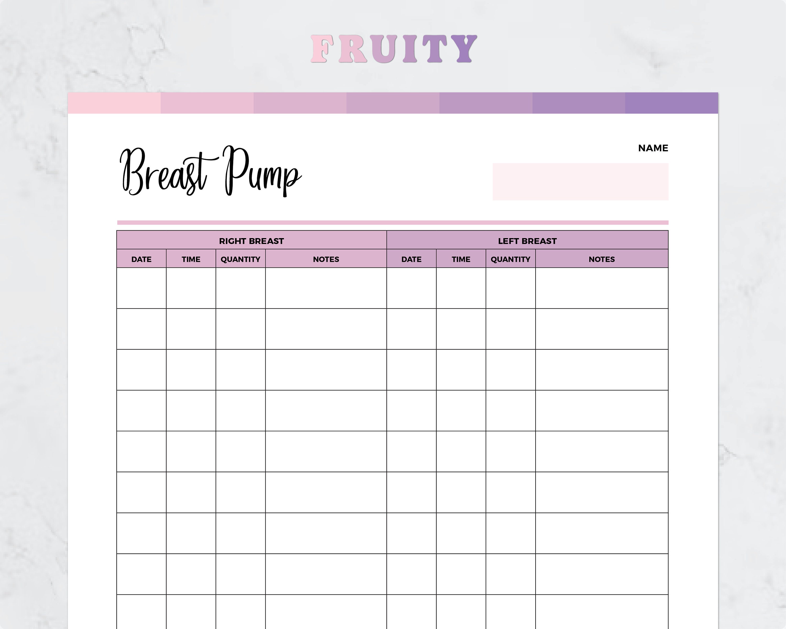 Printable Breast Pump Record, Breastfeeding Log, Breast Pumping Tracker ...