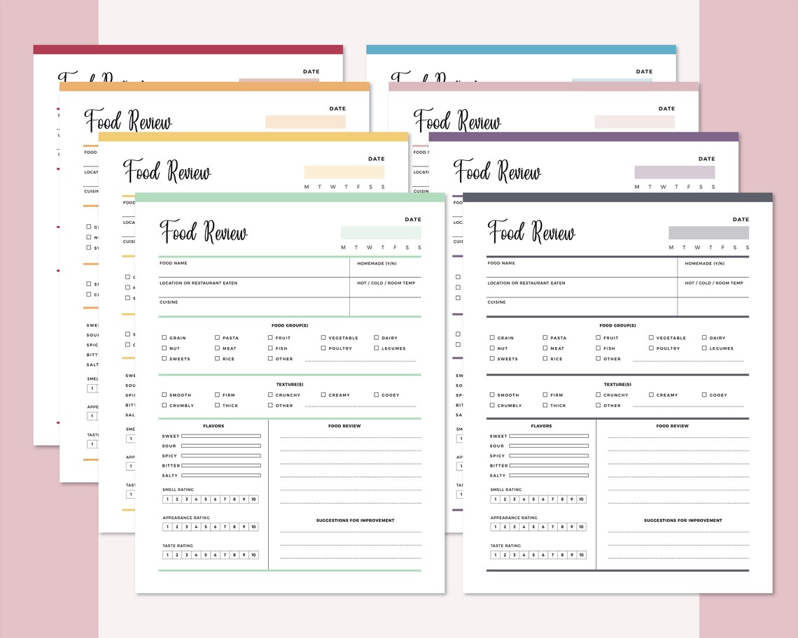 Printable Food Review Journal, Restaurant Review Sheet, Places to Eat ...