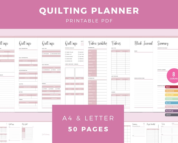 Quilting Planner Printable Quilt Planner Quilting Project - Etsy