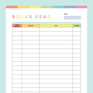 Printable Book Reading Record for Kids, Books Read by Children, List of ...