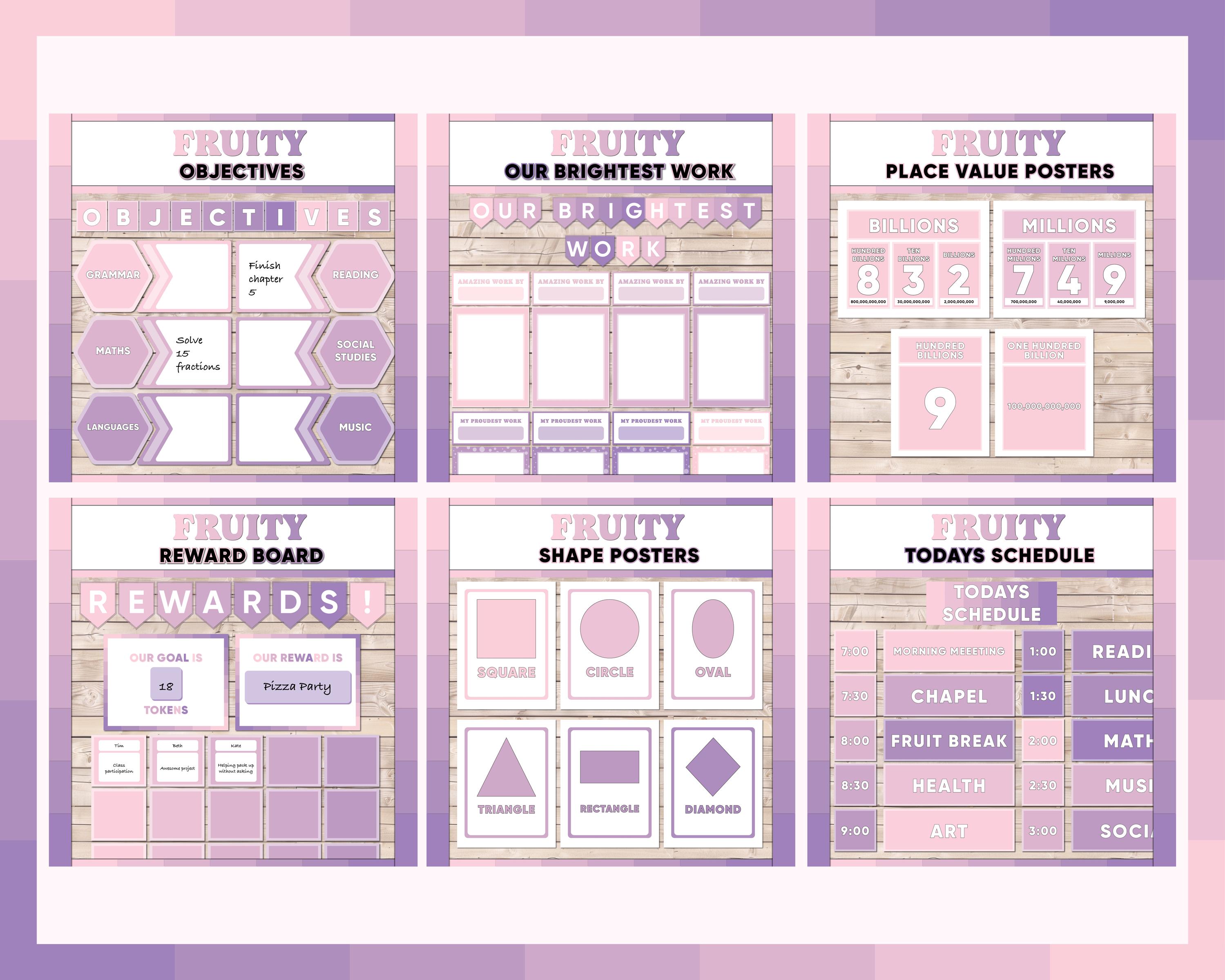 Pink and Purple Classroom Decor Bundle - Teacher Class Decorations ...