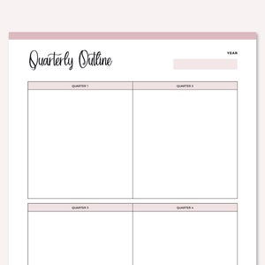 Quarterly Planner, Business Planner, Business Quarter Outline, Q1-Q4 ...