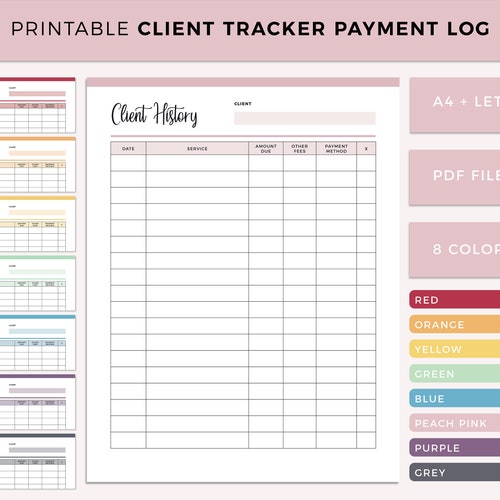 Client Payment History Tracker Printable Client Payment Log - Etsy