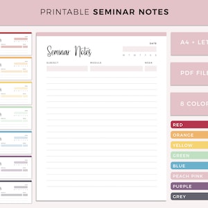 Printable Seminar Notes, Print at Home College Student Ruled Note ...