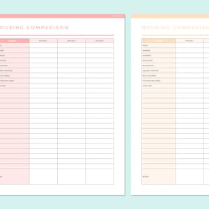 Editable House Comparison Printable, House Hunting Comparison Template ...