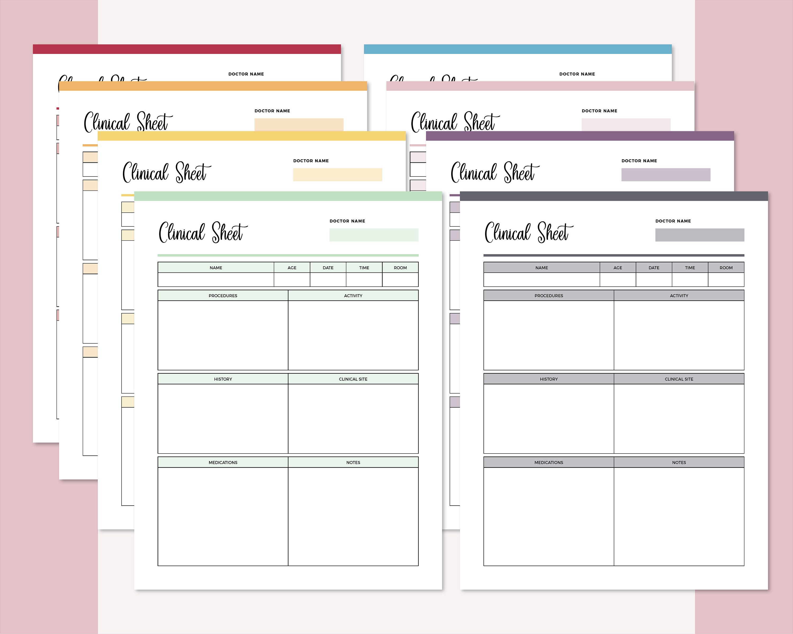 Printable Nursing Clinical Sheet Nurse Clinical Overview - Etsy Australia