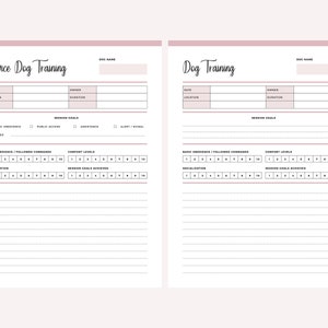 Printable New Puppy Training Records, Service Dog Training Sheet, Dog ...