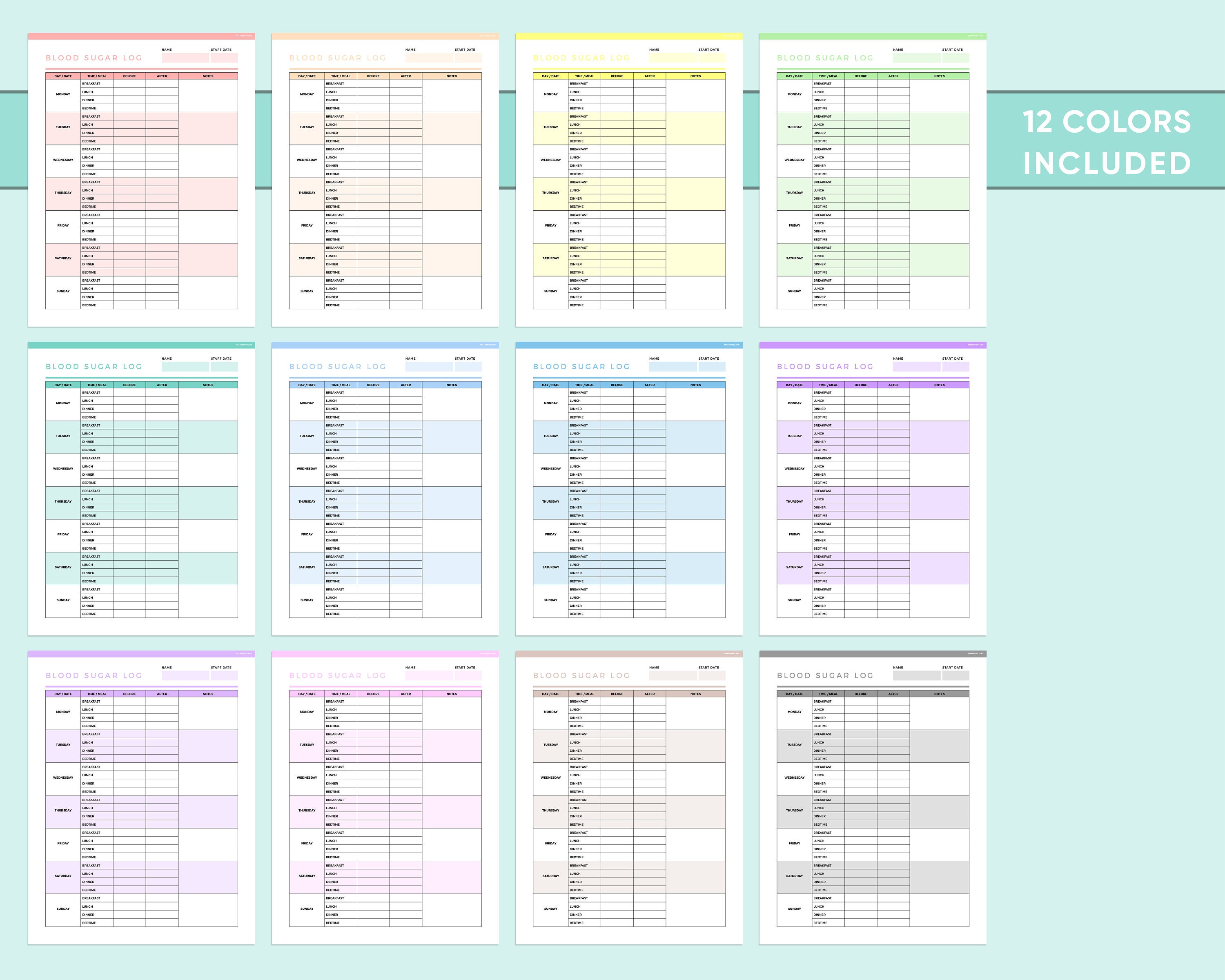 Editable Blood Sugar Log Printable, Fillable Blood Sugar Tracker ...