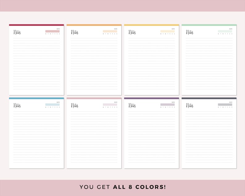 Printable Lined Notes Pages, Lined Paper, Notetaking Pages Pdf, Lined ...