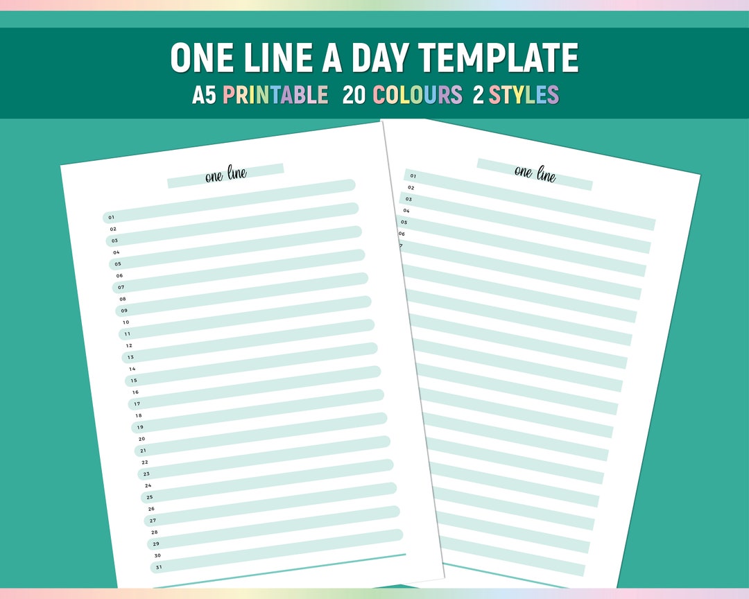 A5 One Line A Day Template, Printable Daily Sentence Tracker, Printable ...
