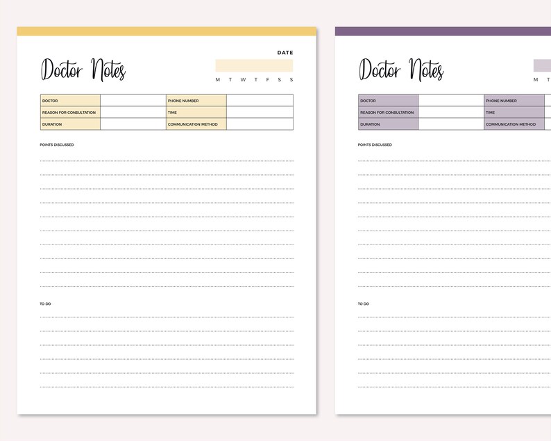 Printable Doctor Notes Health Consultation Record Keeping | Etsy
