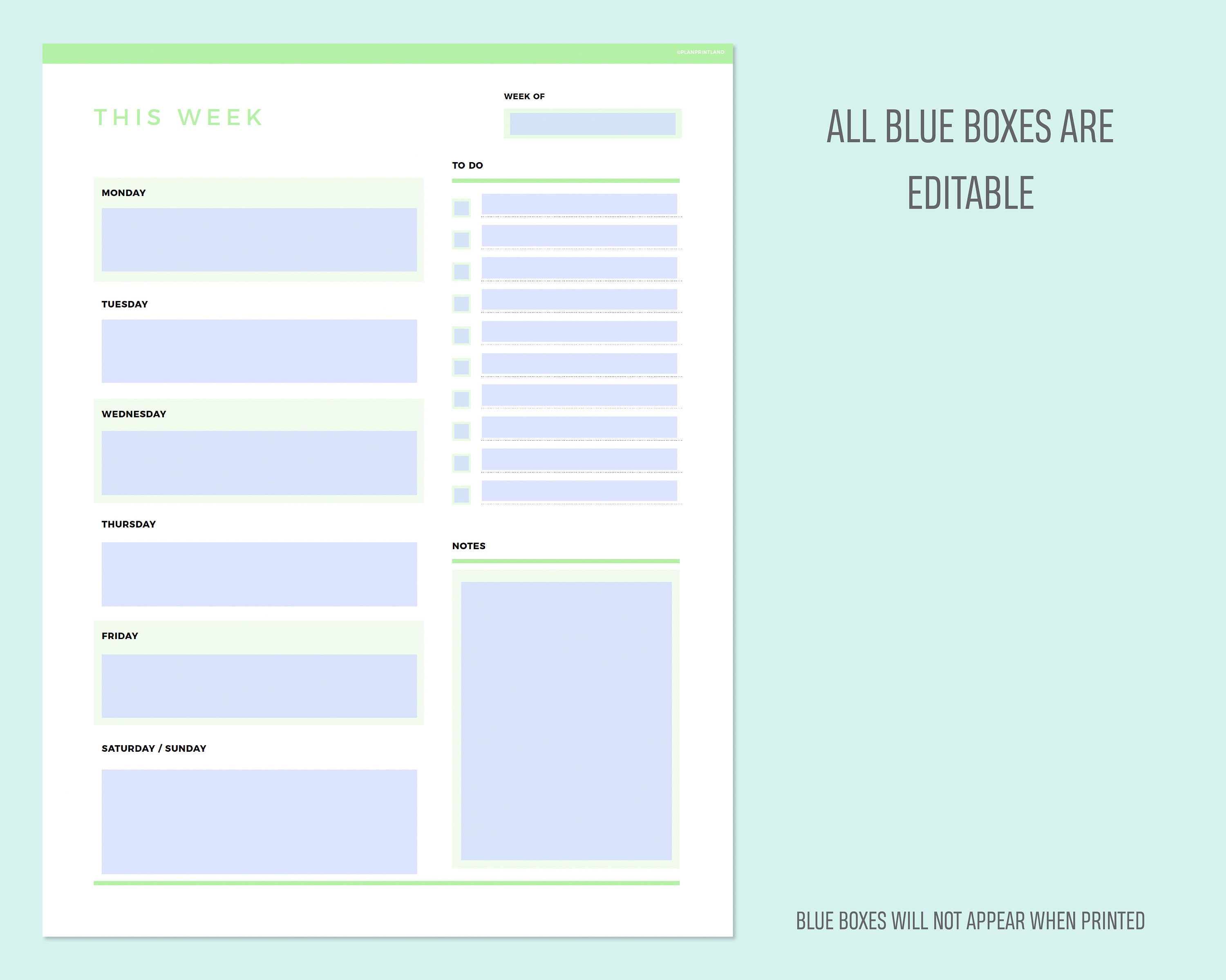 Editable Weekly Planner Printable, Printable Weekly Planner Insert ...