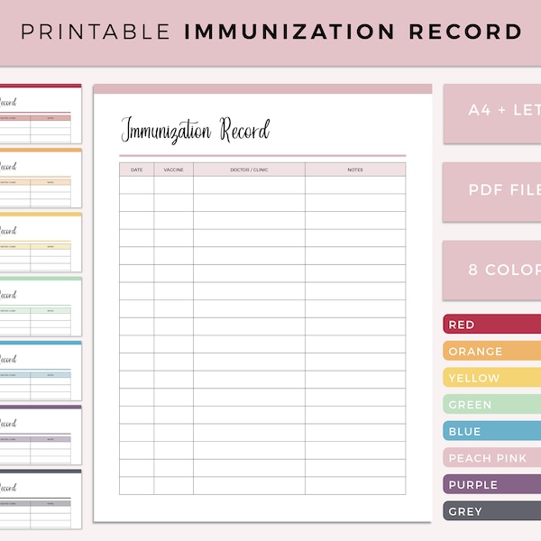 Immunization Record Book - Etsy