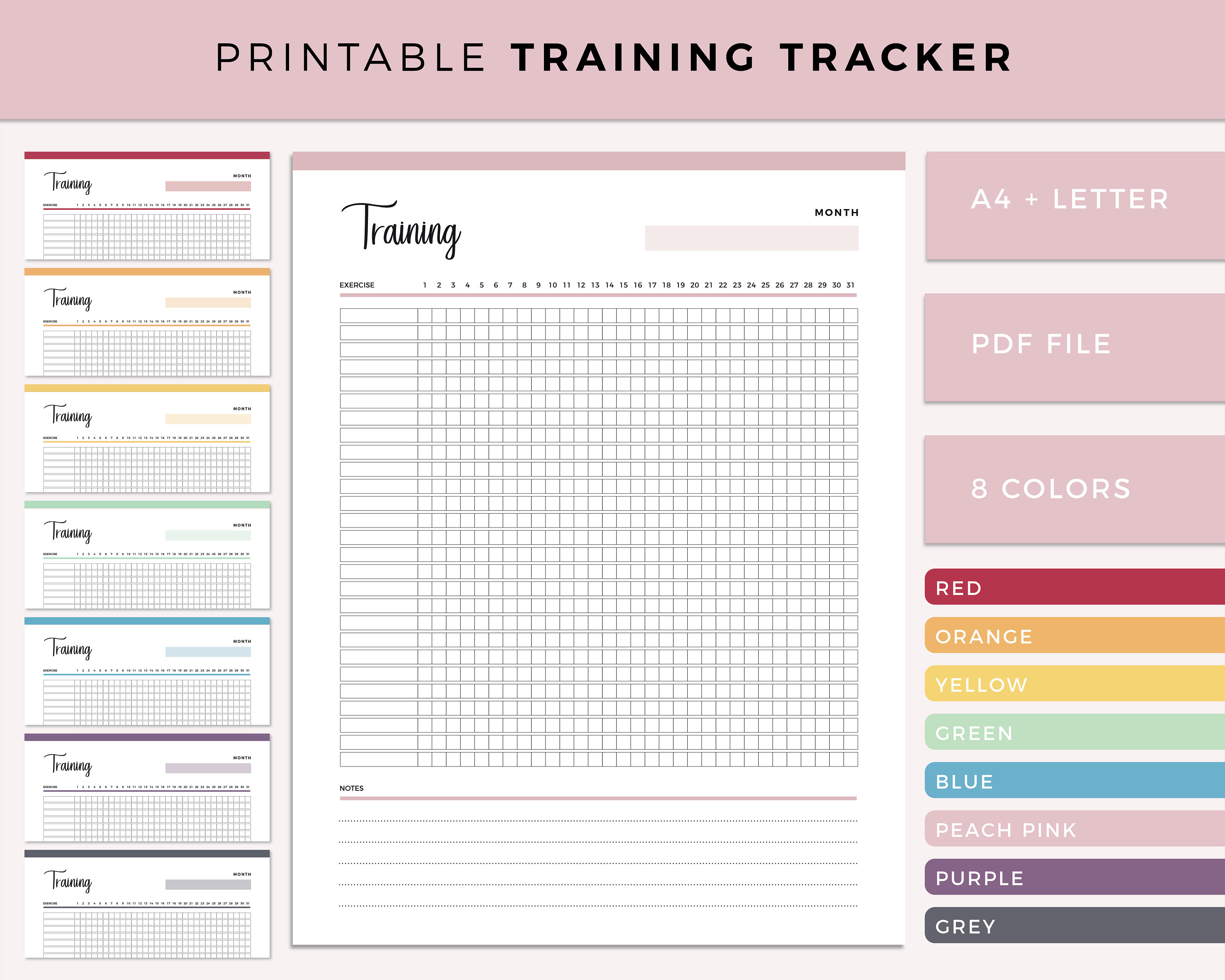 Printable Training Tracker Print at Home Sports and Exercise - Etsy
