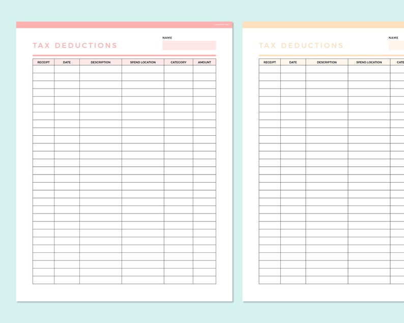 Editable Tax Deduction Tracker Printable - Etsy