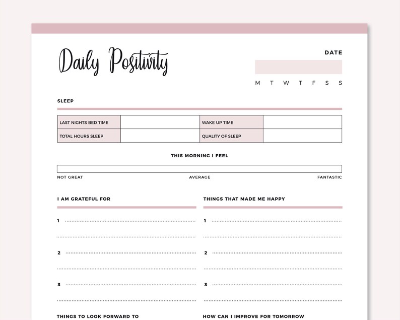 Printable Positivity Journal Positive Thinking Planner - Etsy