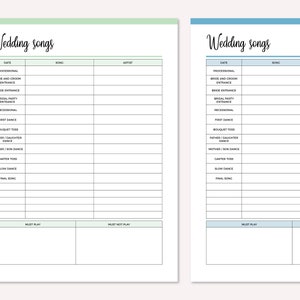 Wedding Song List Printable, Wedding Musing Planner, Wedding Ceremony ...
