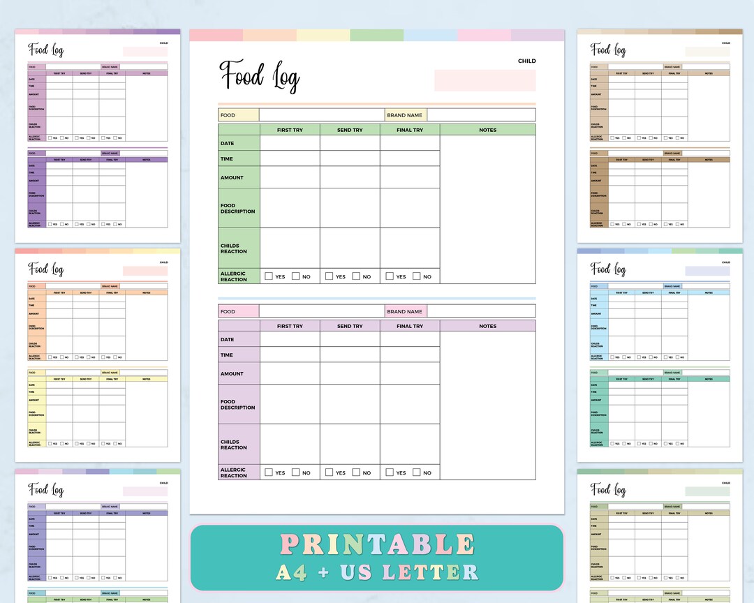 Printable Baby Food Diary PDF, Food Log for Newborns, Food Eating ...