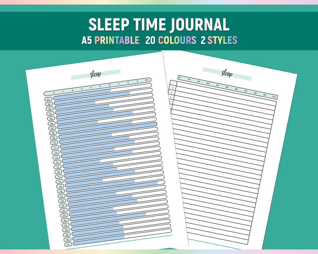 A5 Monthly Sleep Tracker Template, Printable Sleep Quality Tracker ...
