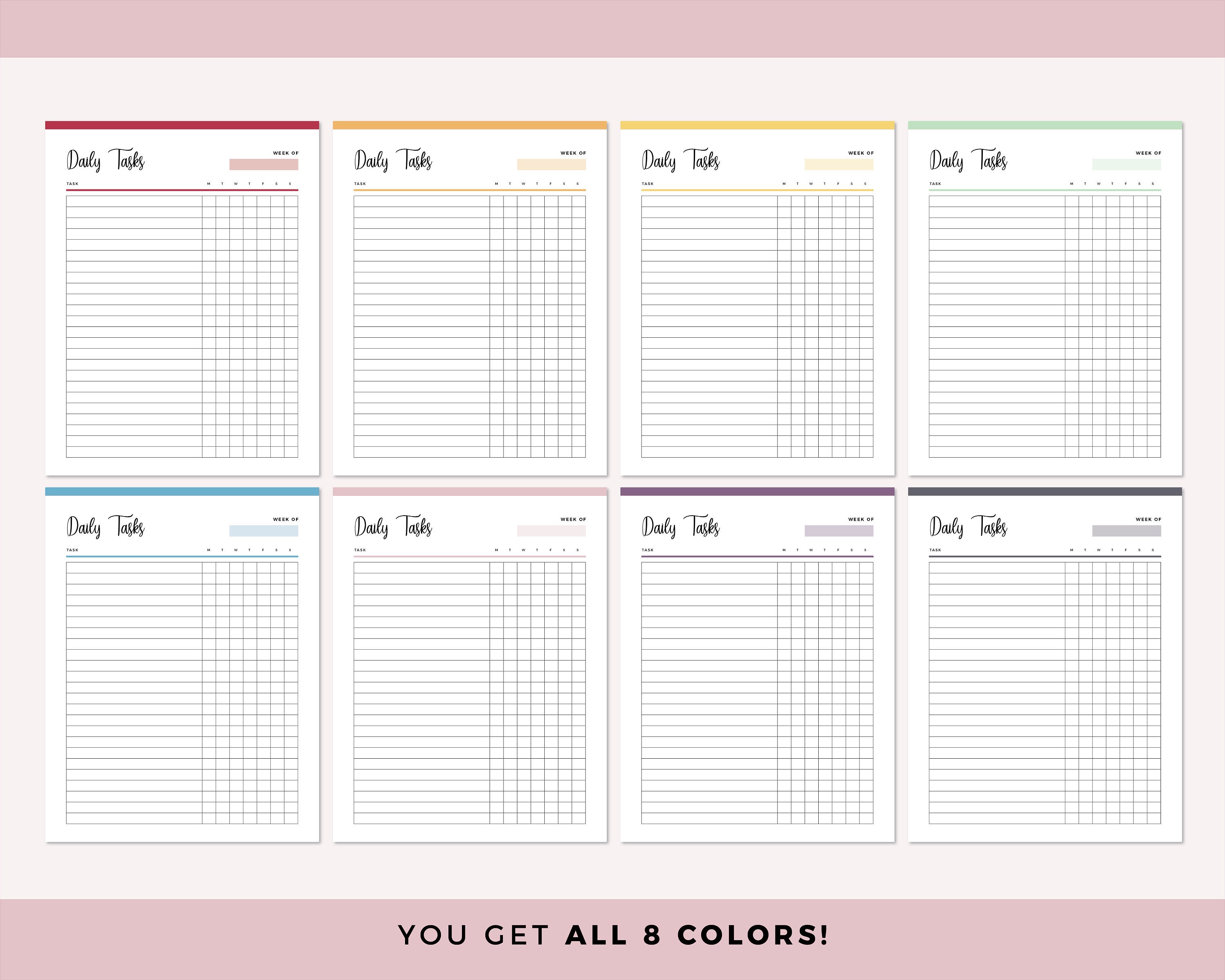 Printable Daily Checklist Daily Task Checklist Template - Etsy UK