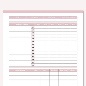 Printable Workout Log PDF, Fitness Tracker, Exercise Diary, Gym Journal ...
