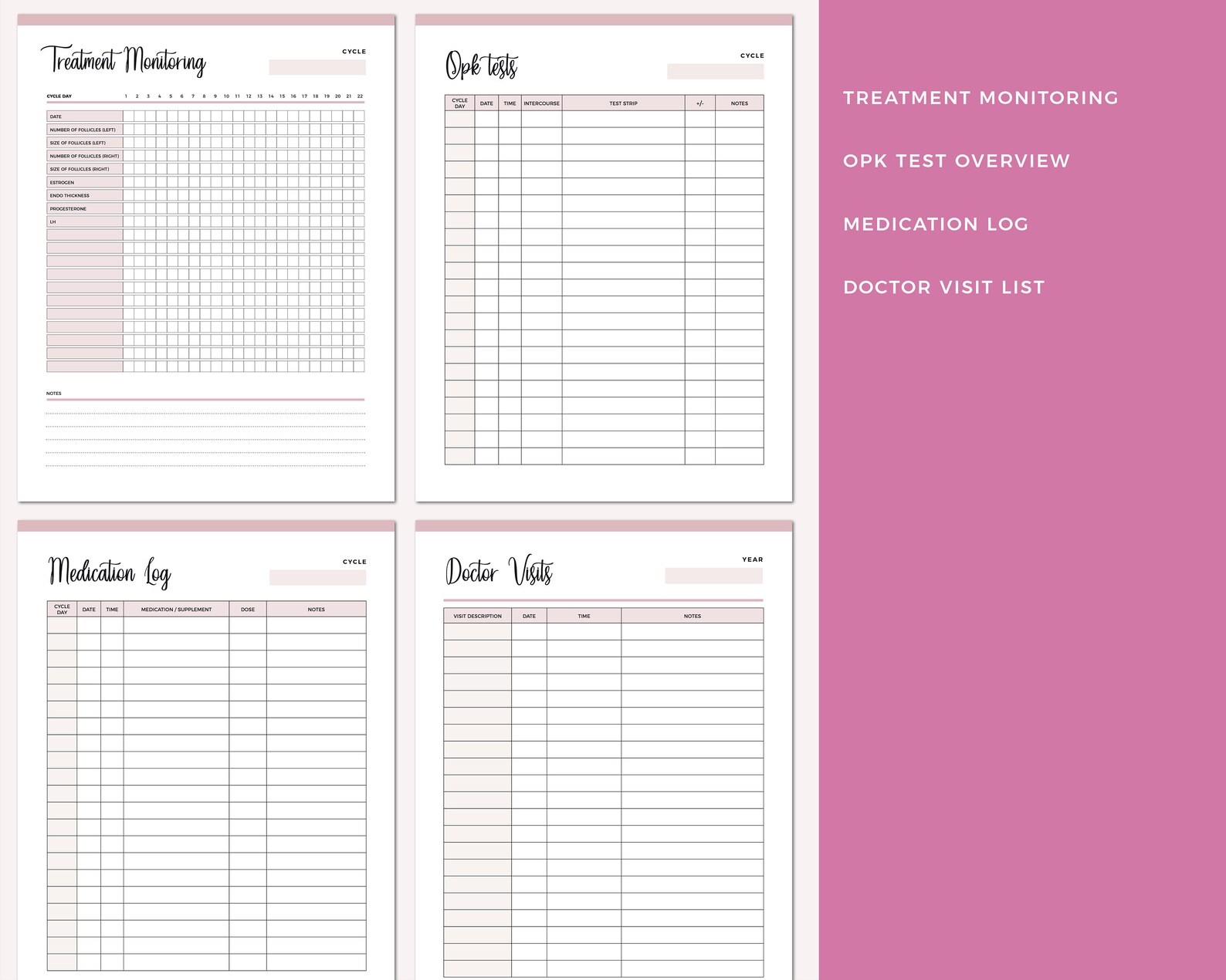 IVF Planner Printable, TTC Journal, Fertility Planner, IUI Medication ...