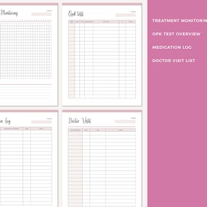 IVF Planner Printable, TTC Journal, Fertility Planner, IUI Medication ...