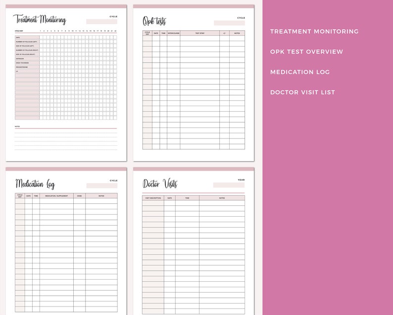 IVF Planner Printable, TTC Journal, Fertility Planner, IUI Medication ...