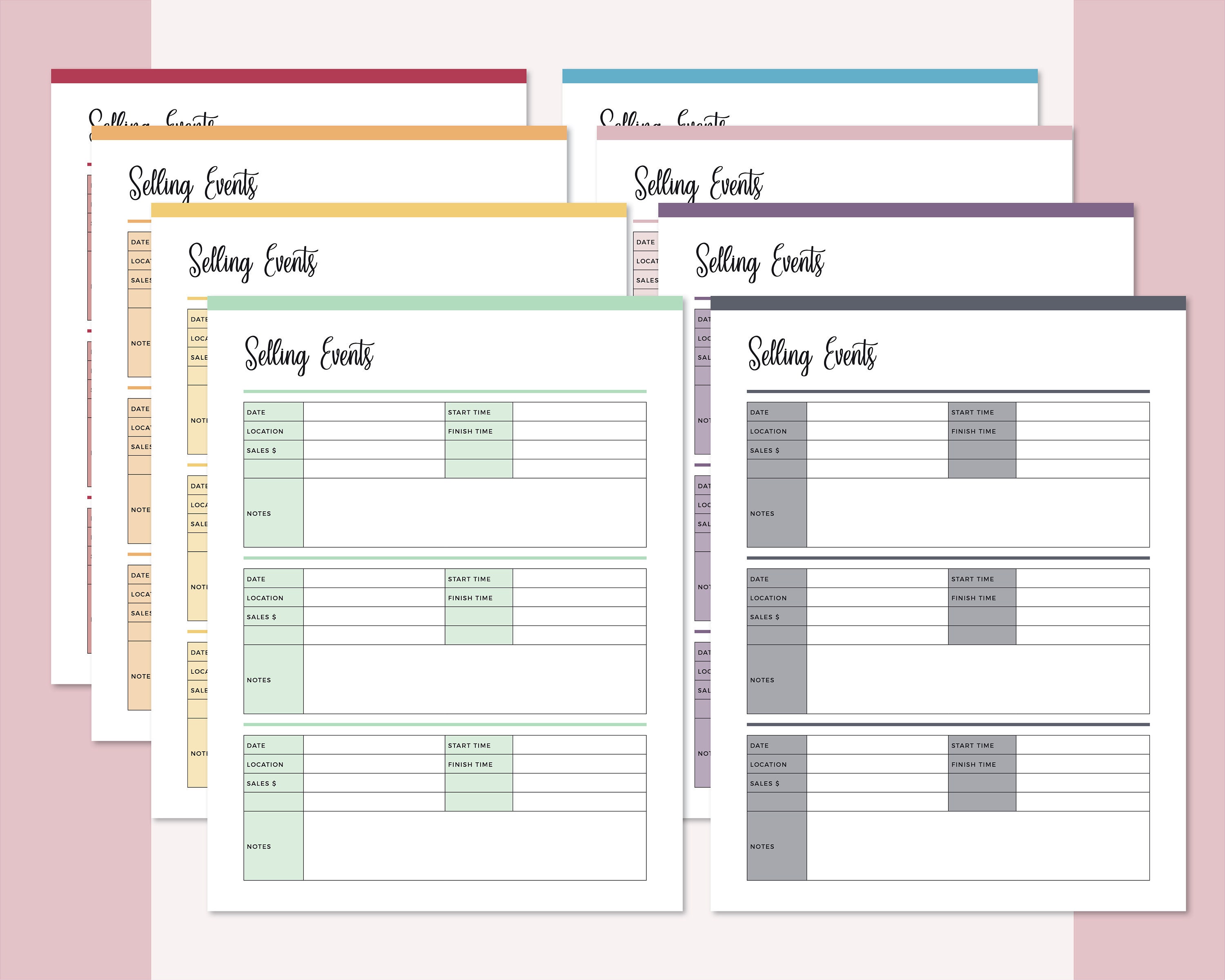 Printable Sales Events Template Selling Log Market Stall | Etsy