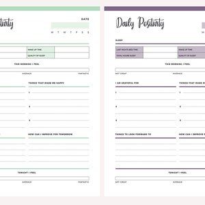 Printable Positivity Journal, Positive Thinking Planner, Gratitude ...