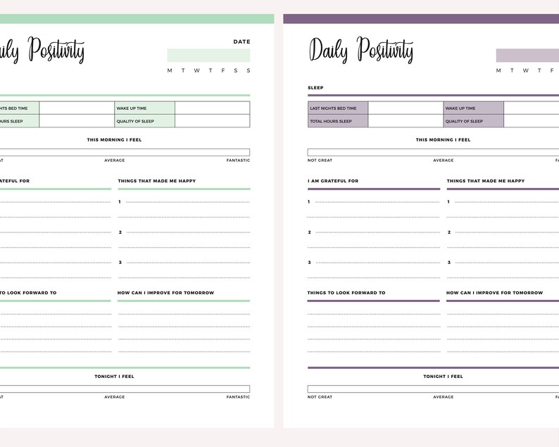 Printable Positivity Journal Positive Thinking Planner - Etsy