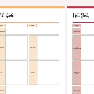 Homeschool Unit Study Planner Printable, Unit Study Template for ...