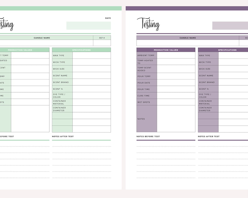 Candle Making Testing Sheet Printable, Candle Burn Test, Candle Making ...