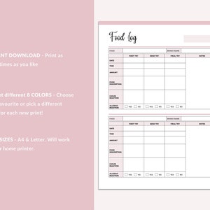 Printable Baby Food Log PDF, Food Diary for Newborns, Food Eating ...