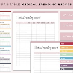 Printable Medical Spending Record, Medical Finance Sheet, Medical Cost Tracker, Health Expense ...