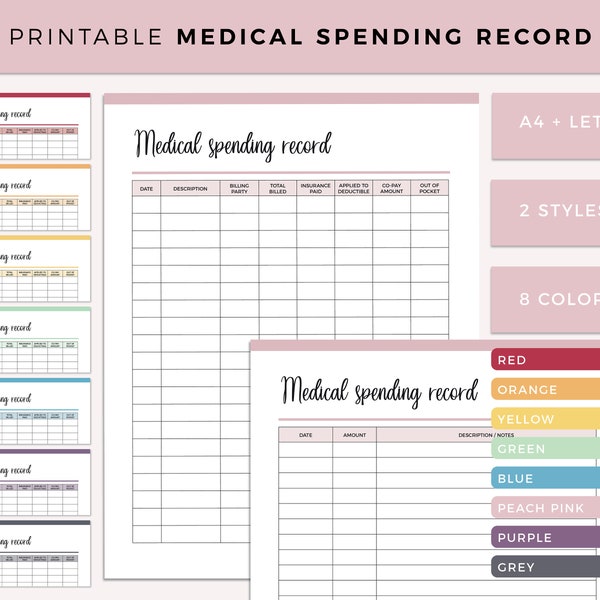 Medical Expense Tracking Spreadsheet - Etsy