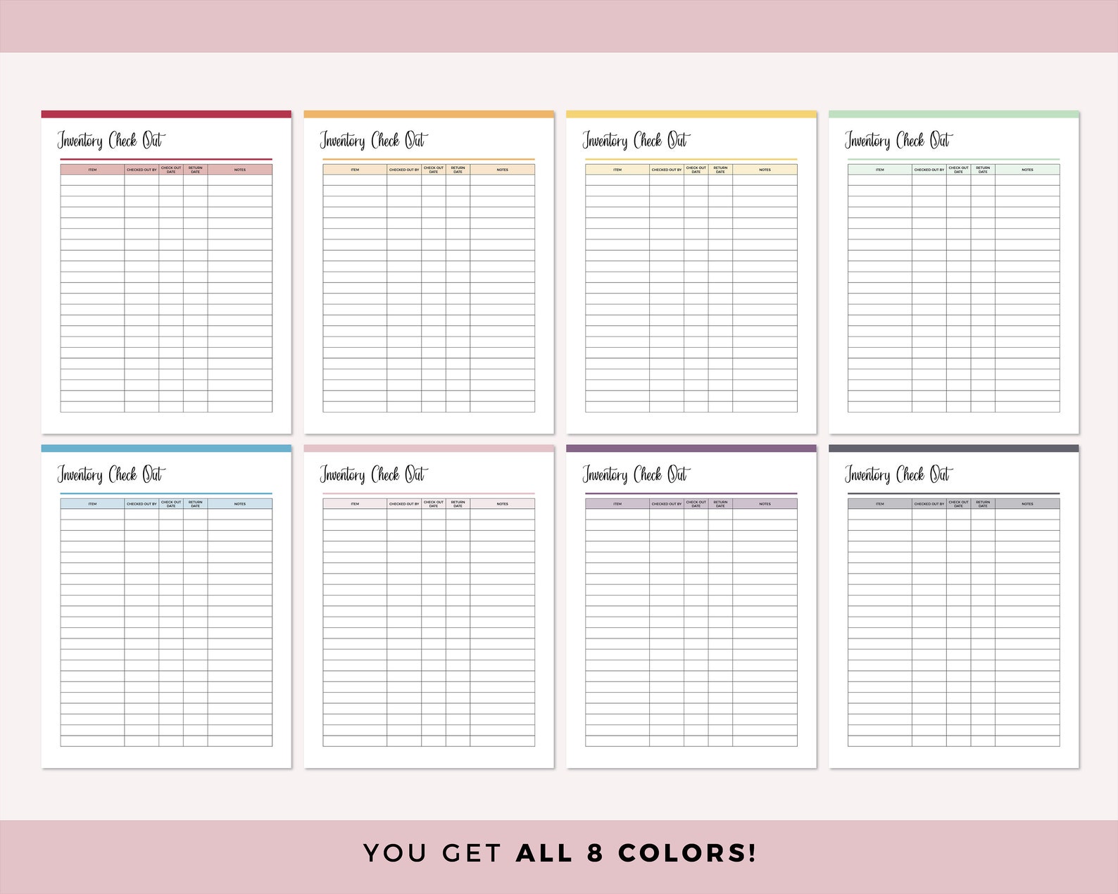 Printable Inventory Sign Out Sheet, Check Out Form, Checkout List ...