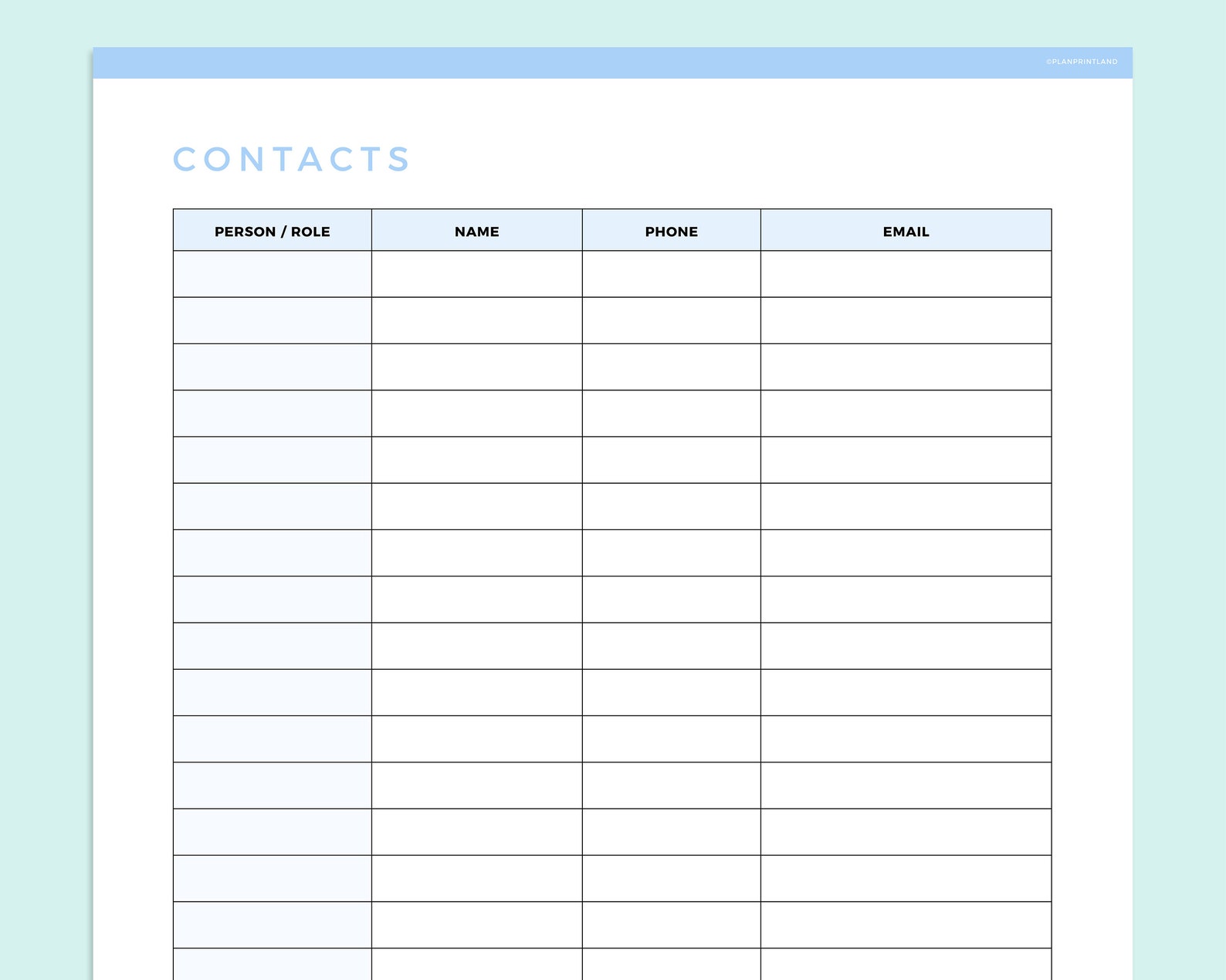 Editable Contact List Template Printable, Contact Sheet PDF, Printable ...